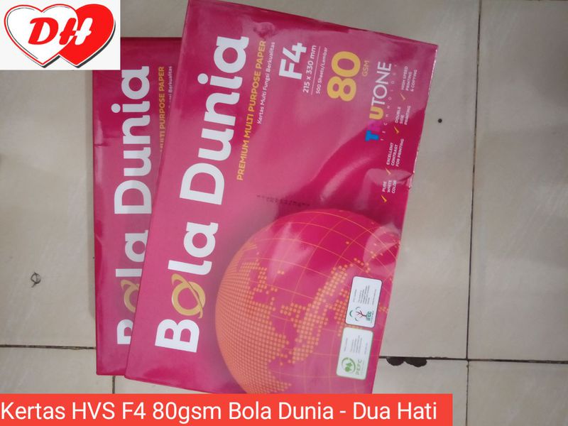 Kertas HVS F4 Bola Dunia 80 gsm - Dua Hati
