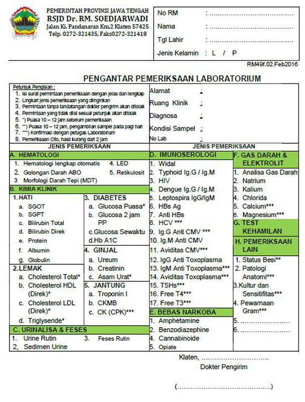 Blanko Pengantar Laboratorium RSJD