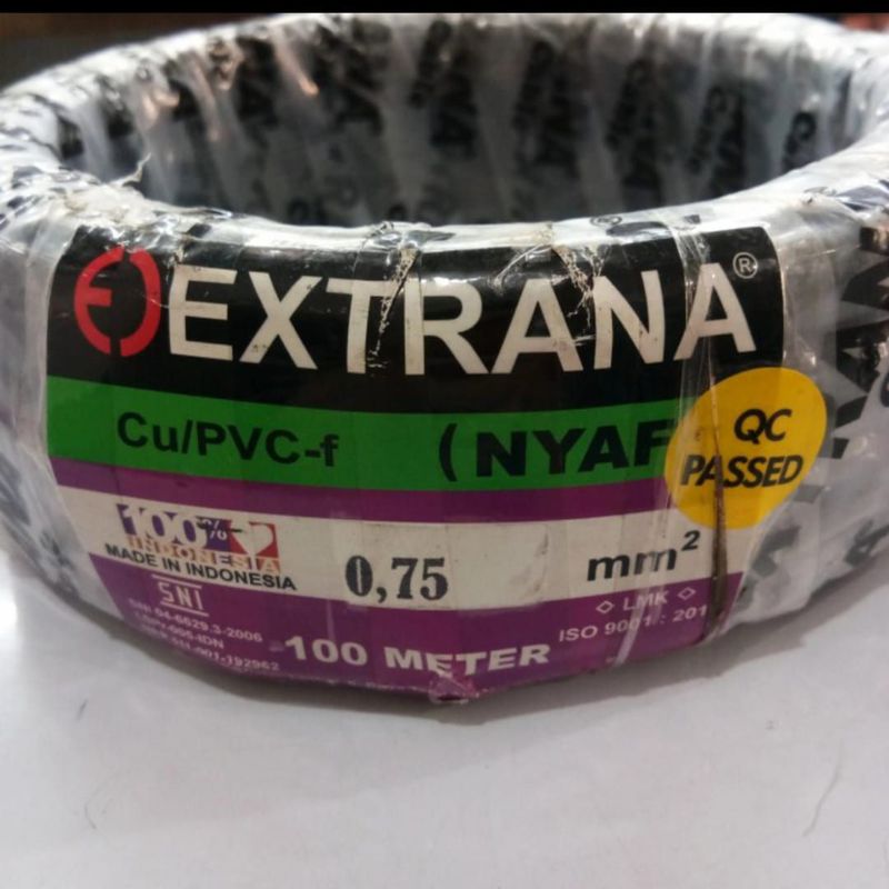 KABEL NYA 0.75mm HITAM ( BATANGAN)