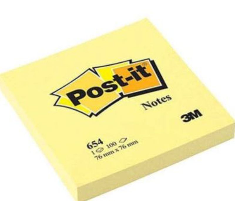 3M Label Post It Size 3x3 654 Yellow