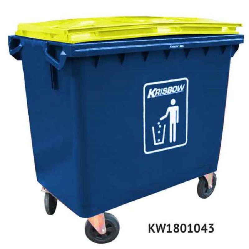 DUSTBIN 660L BLUE WITH YELLOW LID