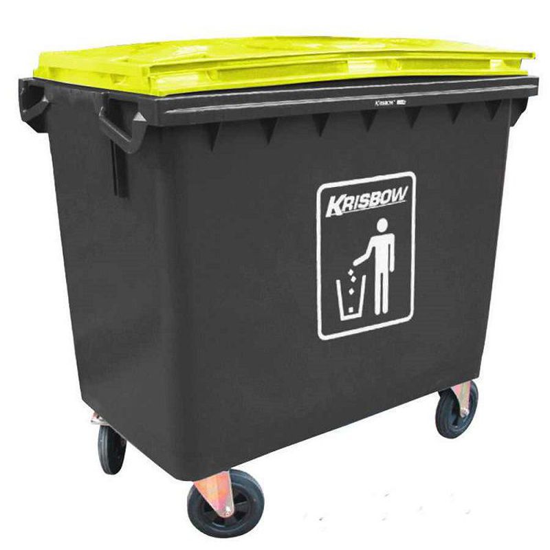 DUSTBIN 660L GREY WITH YELLOW LID