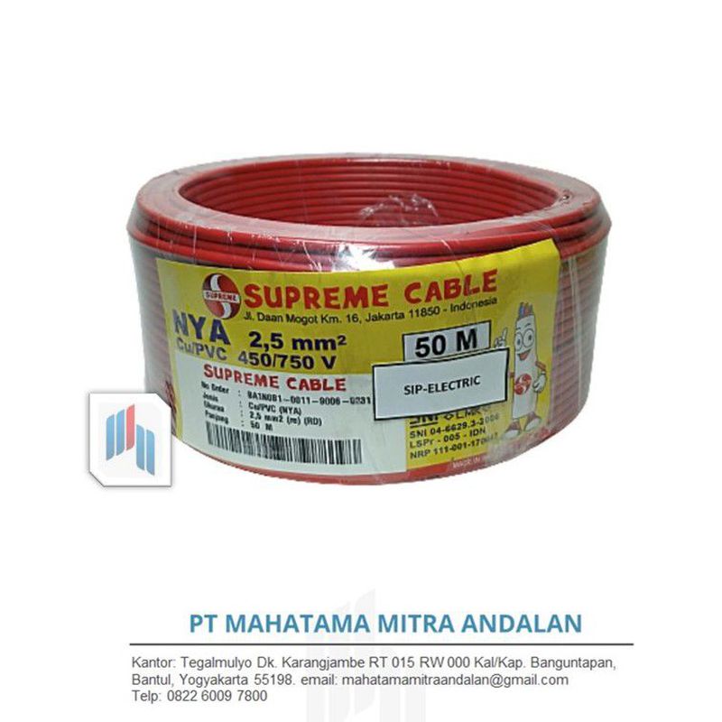 Kabel Supreme NYA 2.5 mm Merah 1 Roll 50 Meter NYA 2,5 mm