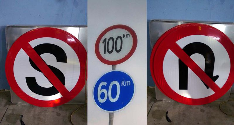 Rambu lalu lintas uk 60cm 3m prismatic