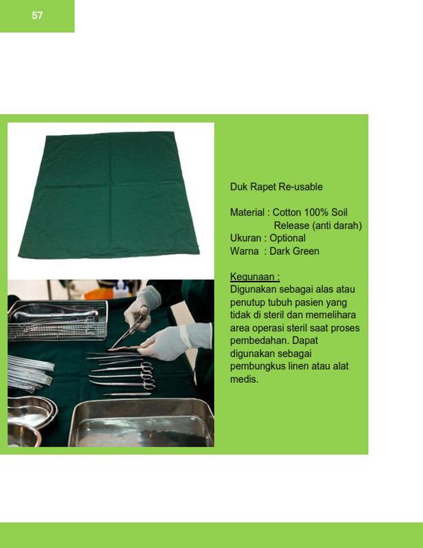 Duk Operasi Rapat Cotton Soil Release 90 x 125 cm