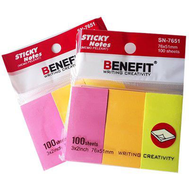 STICKY NOTES BENEFIT 76 MM X 51 MM SN-7651-3W (ATK)