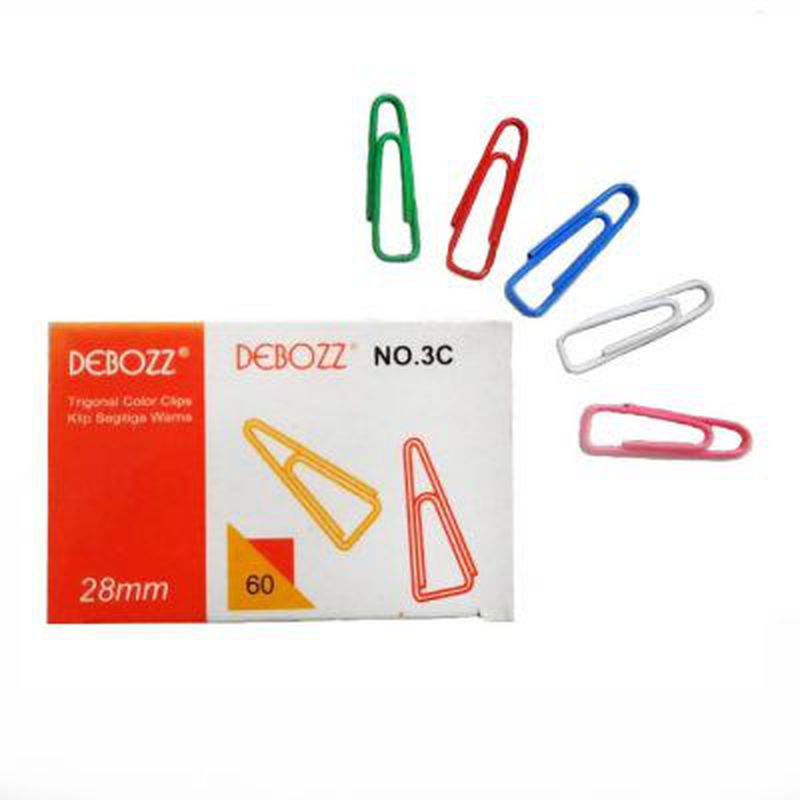 TRIANGLE PAPER CLIP COLOR 28MM 60 PCS DEBOZZ NO. 3C (ATK)