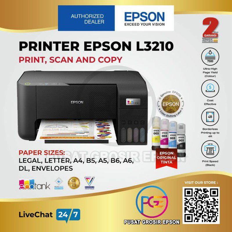 PRINTER EPSON L3210 L-3210 L 3210 ALL IN ONE PRINT SCAN COPY GARANSI
