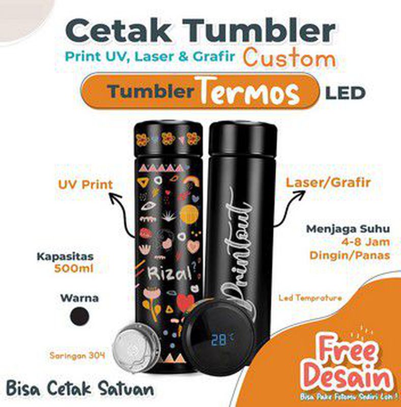 Tumbler Led Custom - Biru