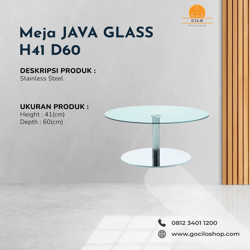 Meja Bulat JAVA GLASS H41 D60