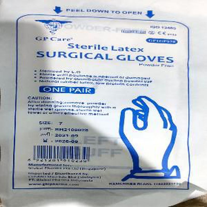 GP CARE STERILE LATEX POWDER FREE SURGICAL GLOVES - 6,5