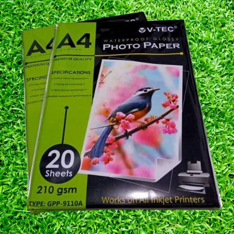 KERTAS PHOTO GLOSSY PAPER, A4 20 Sheets 210 gsm