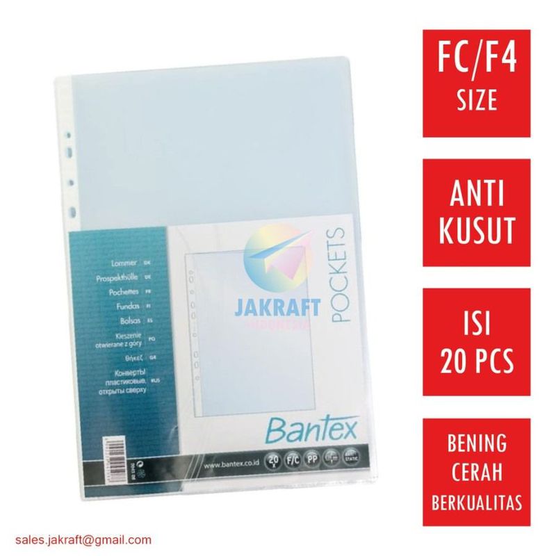 Sheet Protector BANTEX PP Pocket 8843-08 F4 / FC / Folio 0.06 (10 pcs)