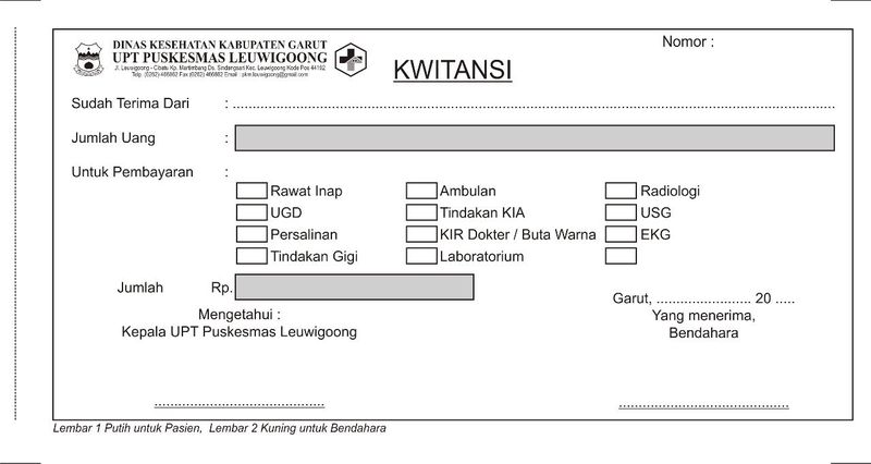 Kwitansi rawat inap Puskesmas