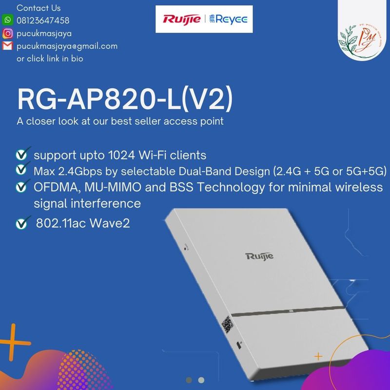 Access Point Ruijie RG-AP820-L V2 802.11AX Wireless Access Point