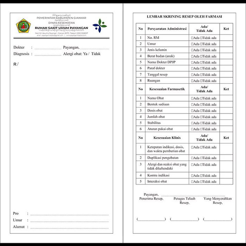 Kertas Resep (2 Sisi)