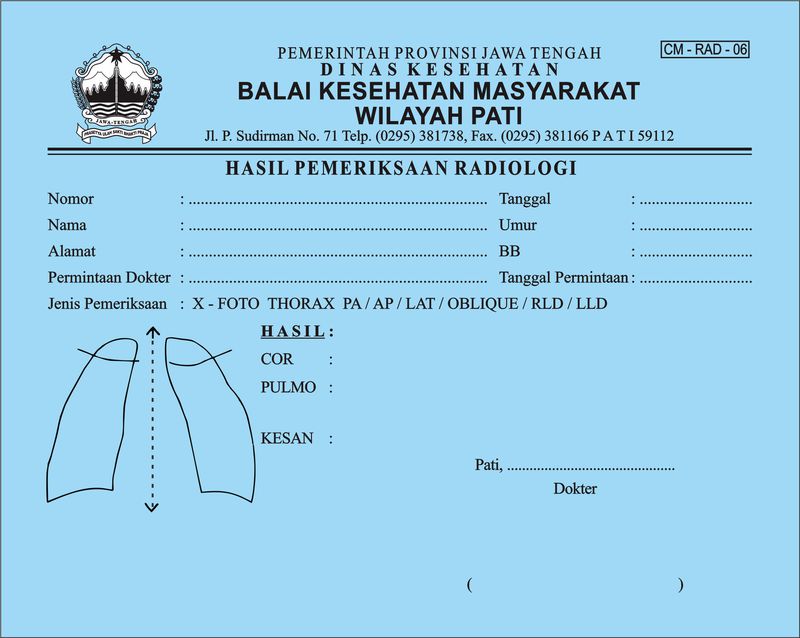 Form hasil pemeriksaan radiologi warna biru