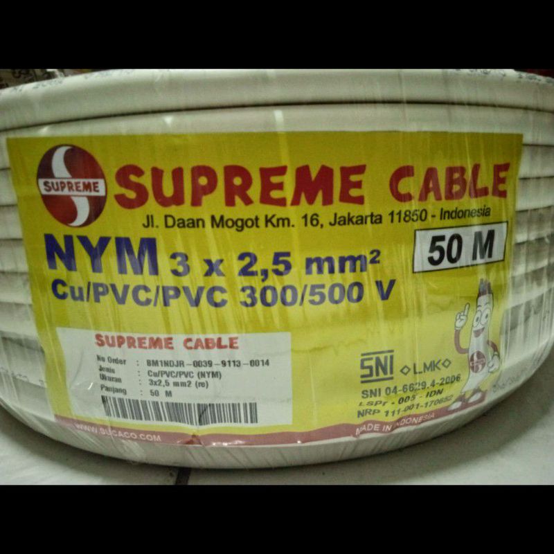 KABEL LISTRIK MERK SUPREME NYM 3x2.5 / 3x2,5 PER METER