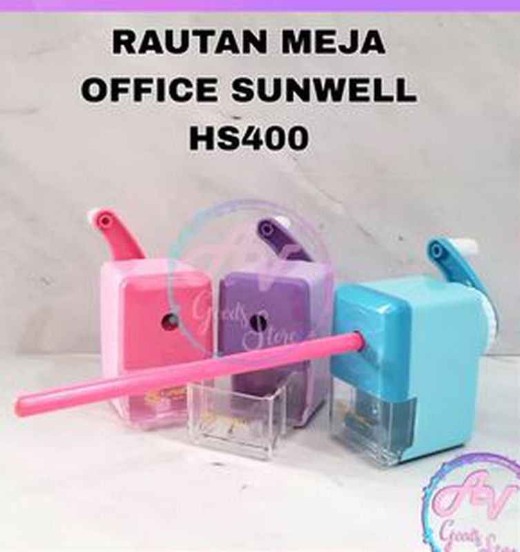 Rautan Meja Ofiice Polos Kotak Sunwell HS400 / Serutan Pensil Duduk Putar