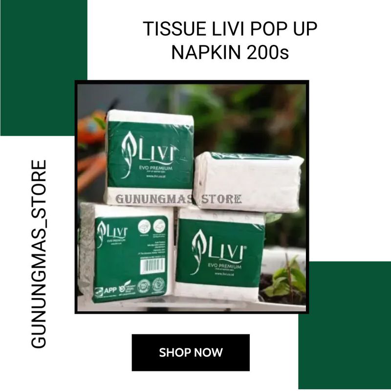 Tissue Livi Evo Premium Pop Up Napkin 200s/ Tissue Meja Murah Meriah