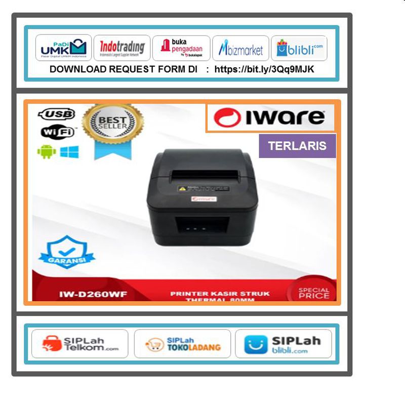 TJM-Printer Kasir Struk Thermal Iware IW-D260WF 80mm Wifi, USB