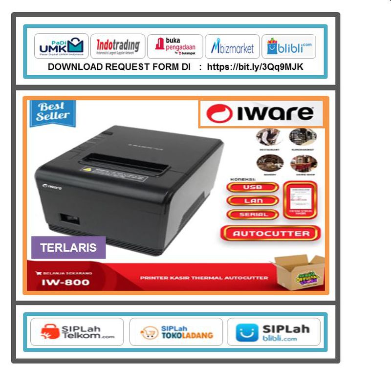 TJM-Iware Printer Thermal Kasir IWARE IW-800 80mm Auto Cutter USB