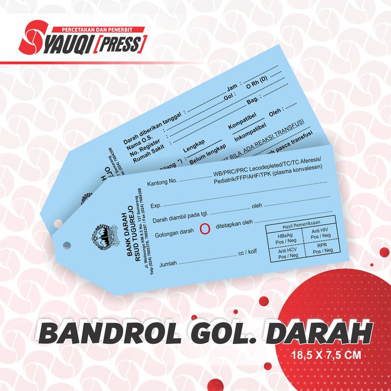 Bandrol Bank Darah Goldar O