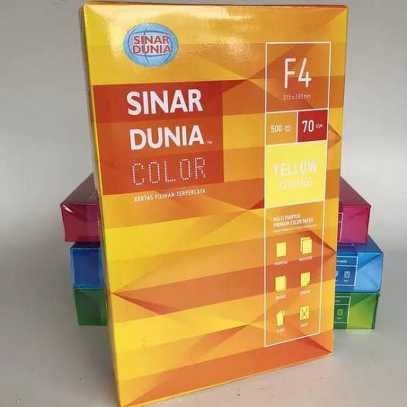 Kertas F4 Sinar Dunia 70gram Warna Kuning (1 Box)
