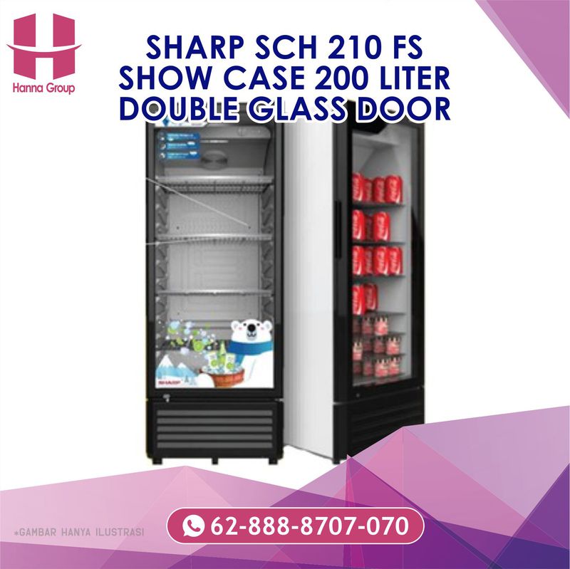 SHARP SCH 210 FS SHOW CASE 200 LITER DOUBLE GLASS DOOR SCH210FS