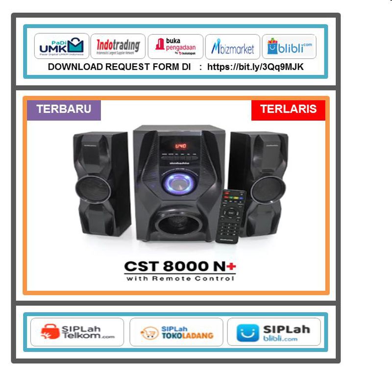 TJM-Speaker Bluetooth Simbadda CST 8000N+ Subwoofer Mega Bass Power LED Di