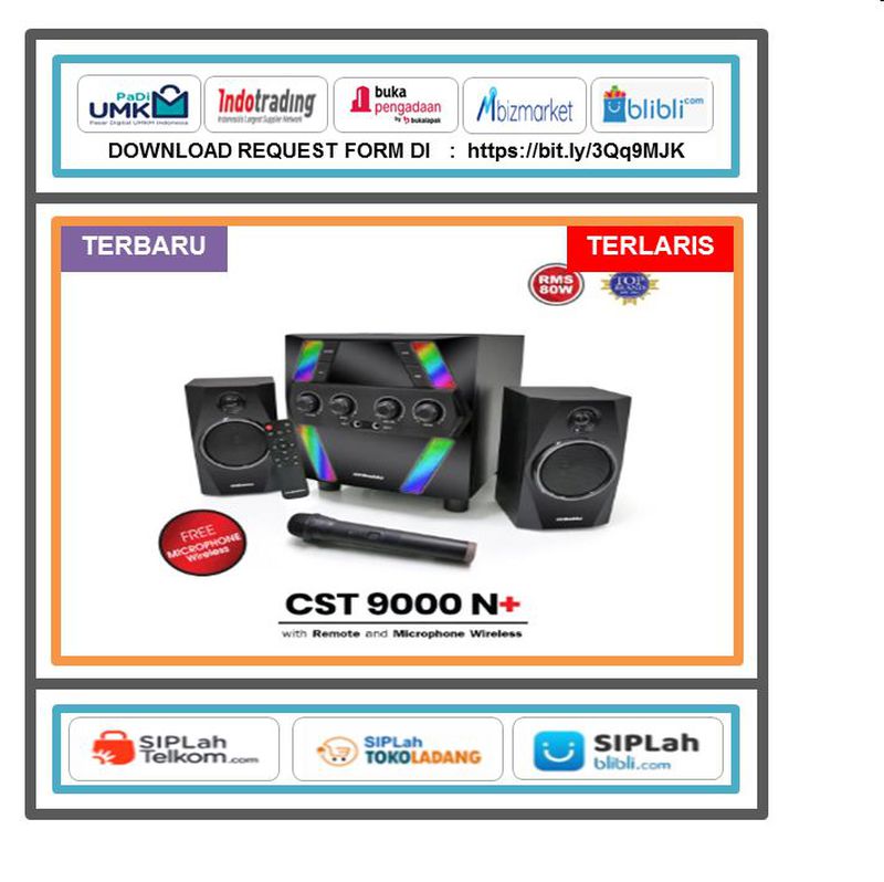 TJM-Speaker Bluetooth Simbadda CST 9000N+ Subwoofer Mega Bass Karaoke