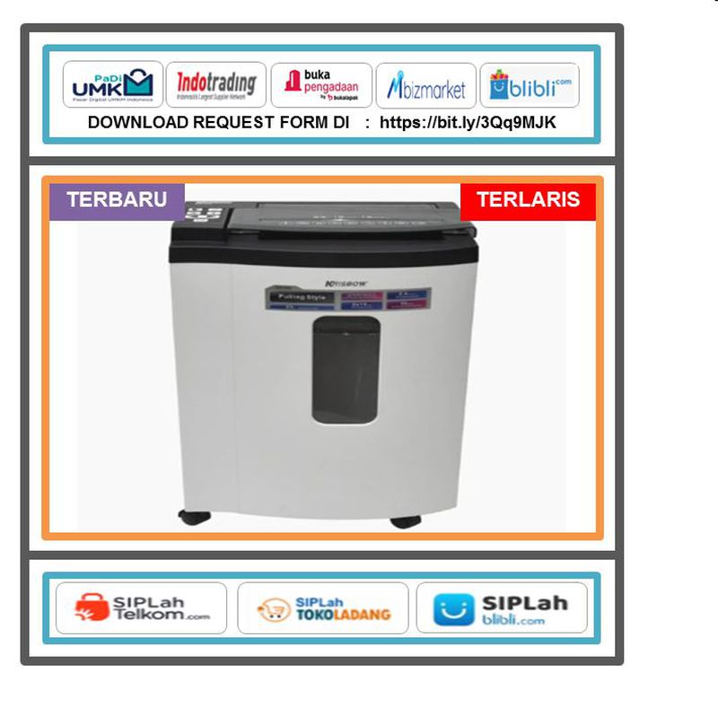 TJM-Krisbow Alat Mesin Penghancur Kertas Micro Cut Paper Shredder S8106