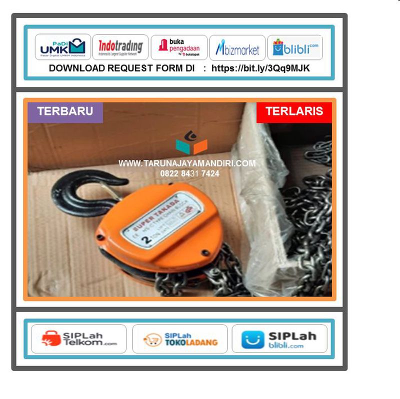 TJM-Katrol-Takel 2 Ton x 5 Meter Super Takada - Chain Block 2T x 5M ...