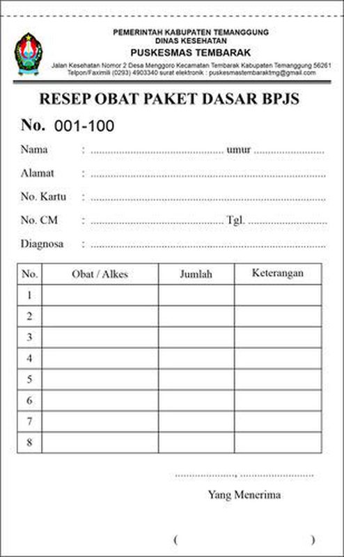 Cetak blangko resep obat BPJS