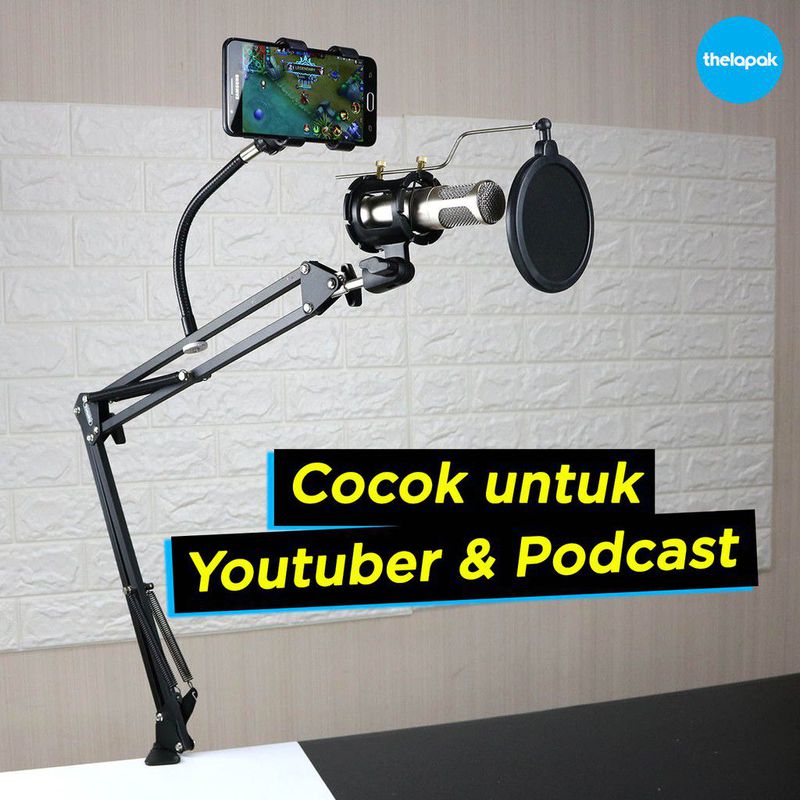 Stand Podcast Holder Mic & HP Remax CK100 Mobile Recording Studio