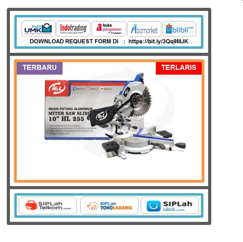 TJM-MESIN POTONG ALUMINIUM 10 INCH SLIDING - MESIN MITER SAW SLIDING 10 INCH HL255