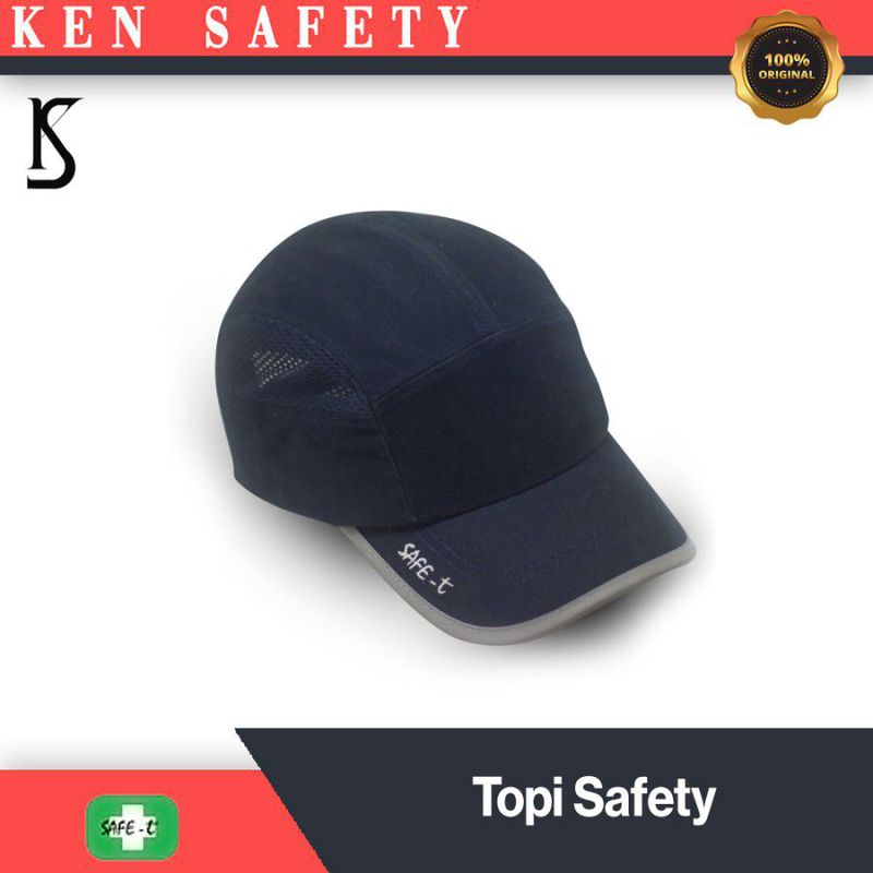 Topi Safety/Pelindung Sport Bump Cap Safe T Reflective Strip - Hitam