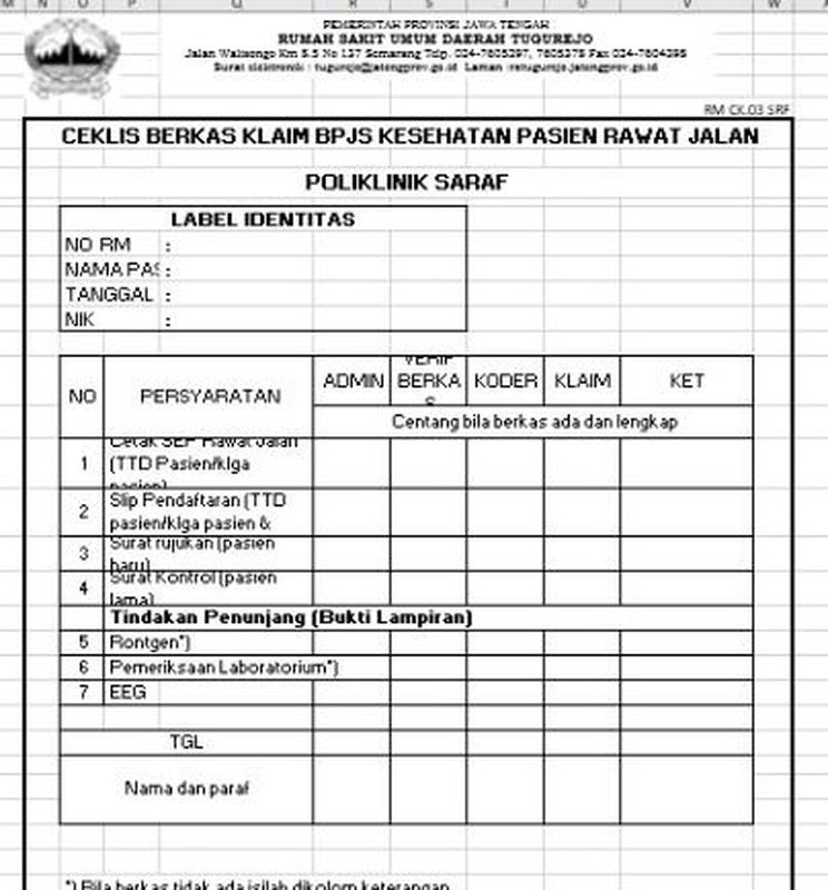 RM CK.03 SRF (CHECKLIST KLAIM POLI SARAF)