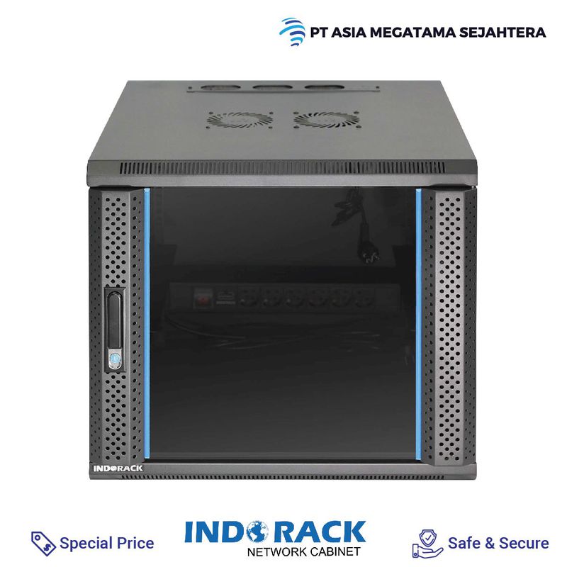 Indorack Wallmount Rack 10U Single Glass Door 19" Depth 600mm WIR6010S