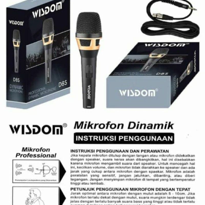 MICROPHONE WISDOM D8S/D 8S MIC KABEL DYNAMIC ORIGINAL
