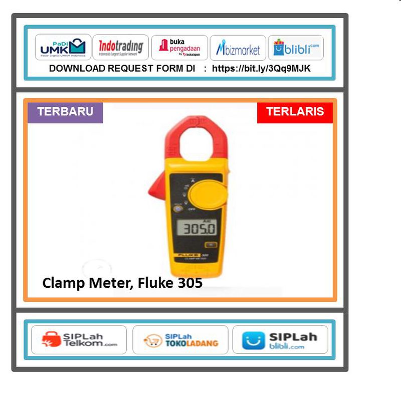 TJM-Tang Amper Digital FLUKE 305 Tang Ampere Clamp Meter Clemp Meter