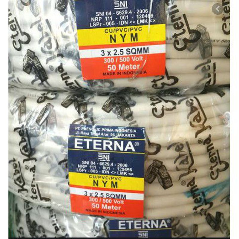 Kabel NYM 3 x 2,5 Eterna Tembaga