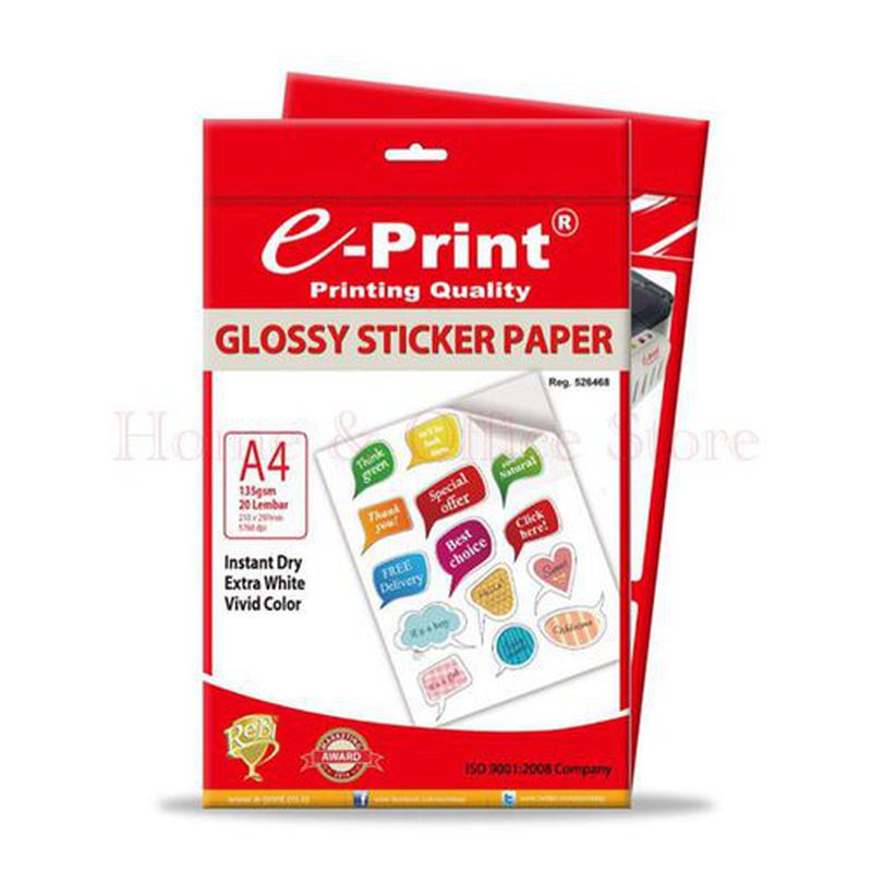 KERTAS STICKER GLOSSY E-PRINT A4