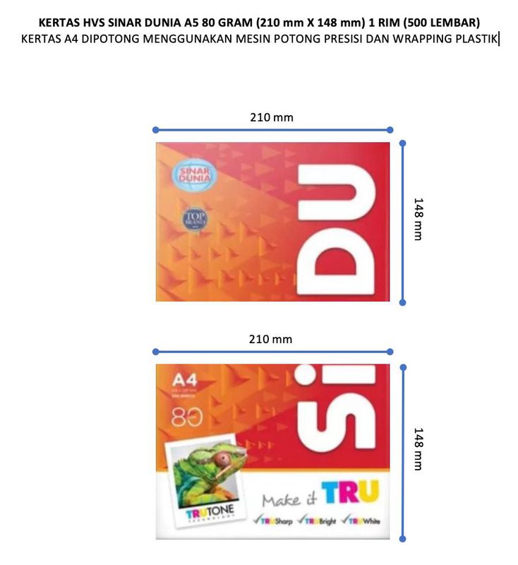 Kertas HVS Sinar Dunia A5 80 gram