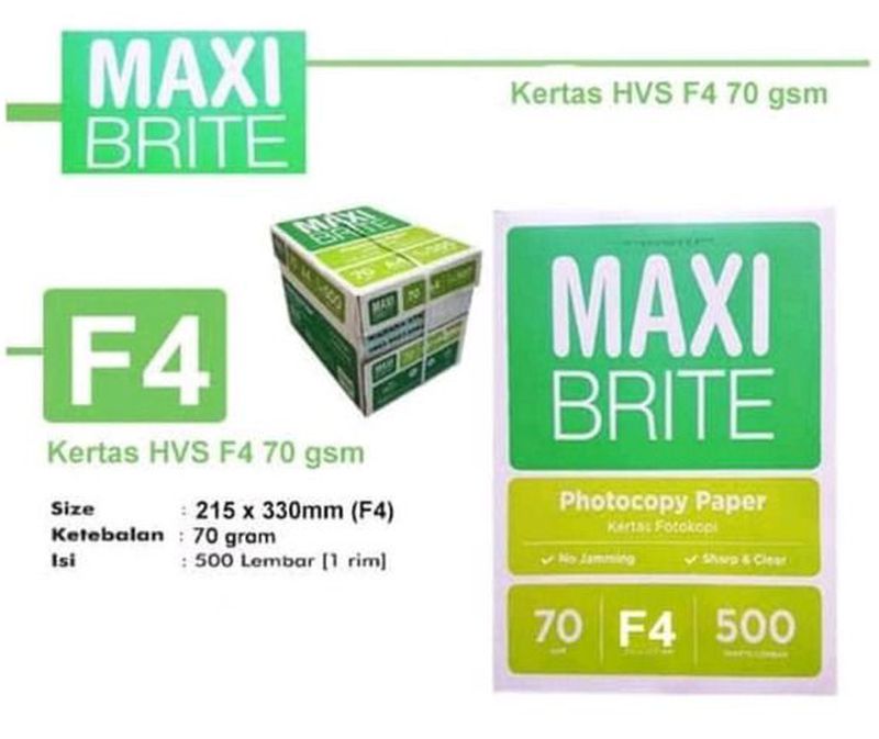 Kertas HVS Putih MAXIBRITE F4 70 gram (1Rim)