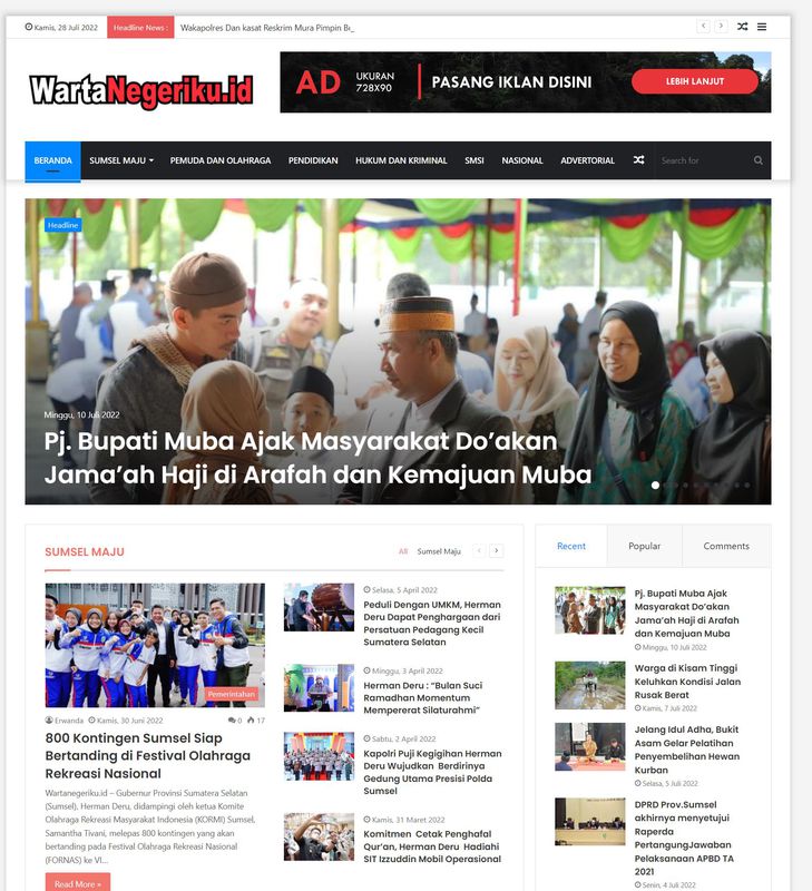 Space Banner di Header Website + Berita