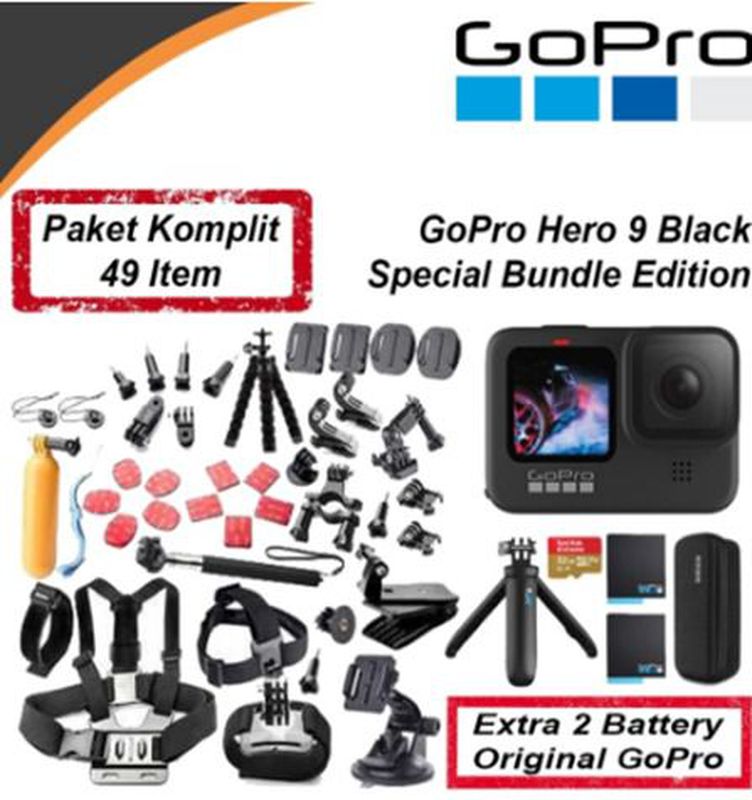 Go Pro Hero 9 Black Paket Full Extreem 18 item