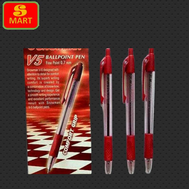 Pulpen snowman v-5 merah