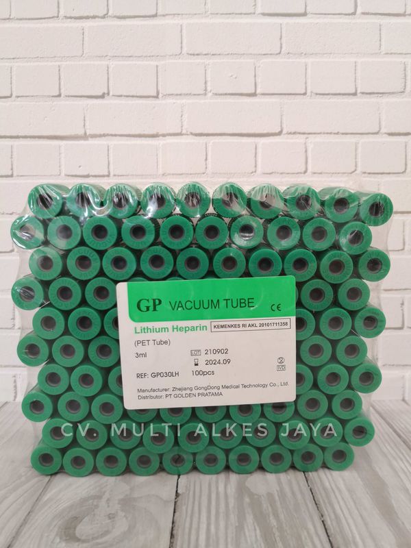 Vacuum Tube Lithium Heparin / Tabung Darah Lithium Heparin Ukuran 3 ml ...