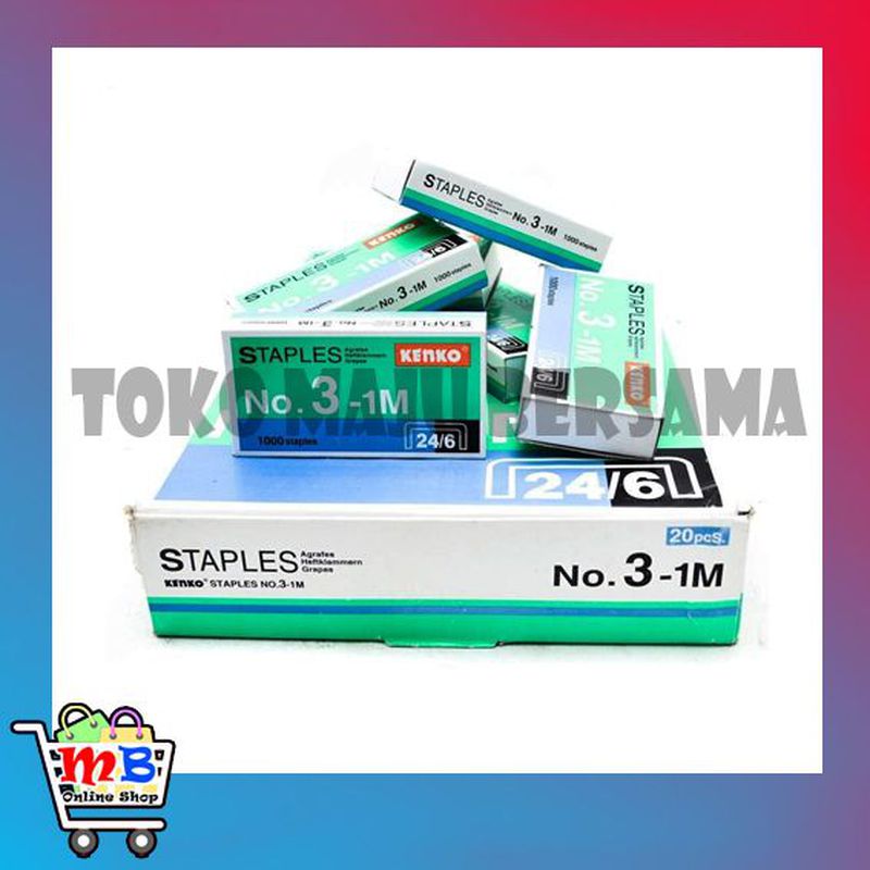 Isi Staples/Stapler No. 3-1M Kenko 1 Box isi 20 Kotak